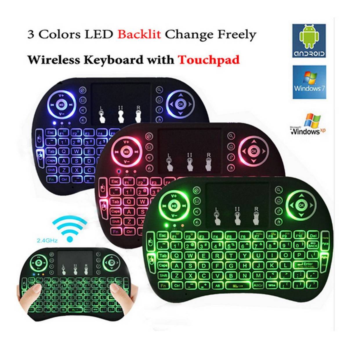 Mini Wireless Keyboard With 3 Color Rgb Backlit 2 4ghz Wireless Mini Keyboard Rechargeable