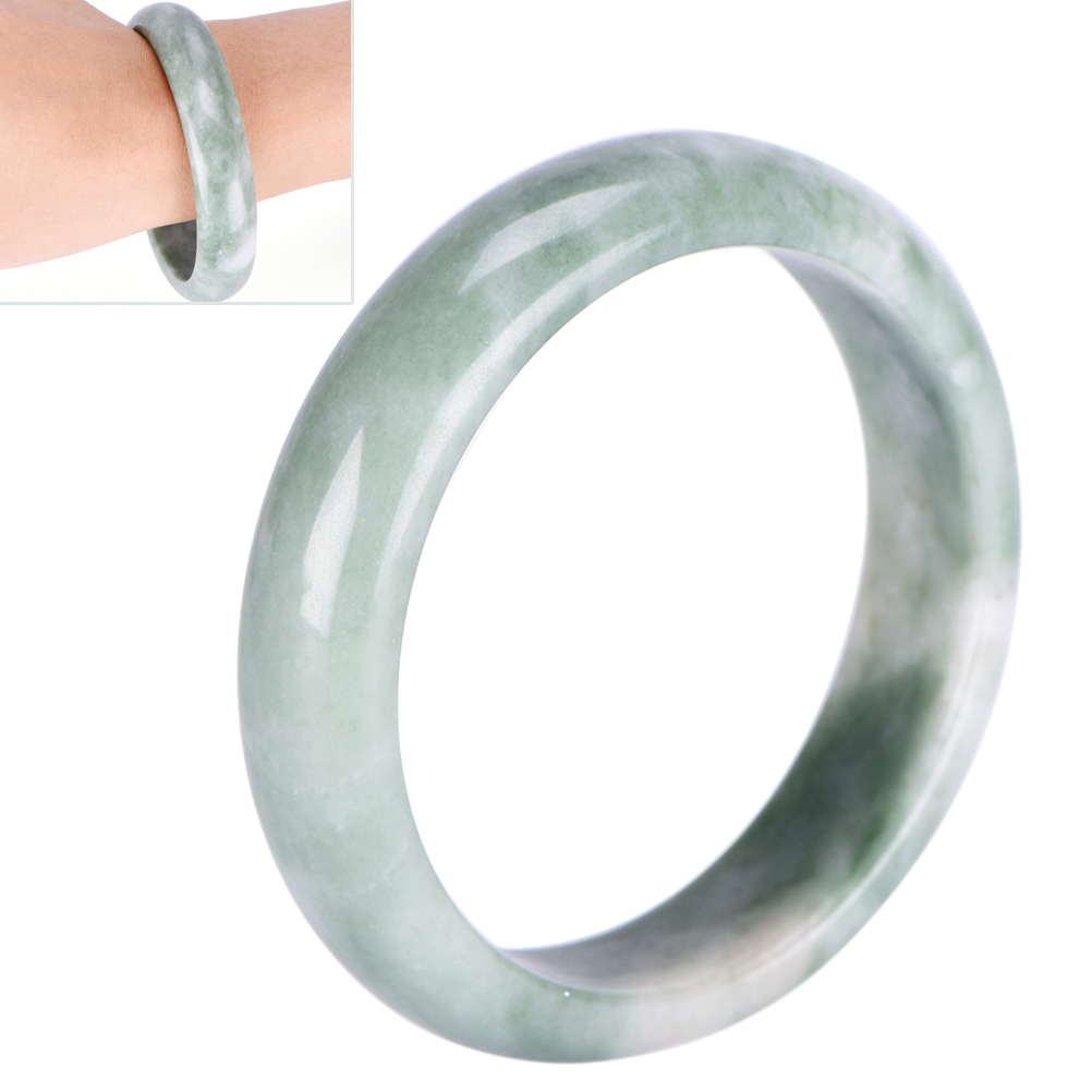 1PC Elegant Genuine Natural Green Jade Gems Bangle Bracelet Handmade ...