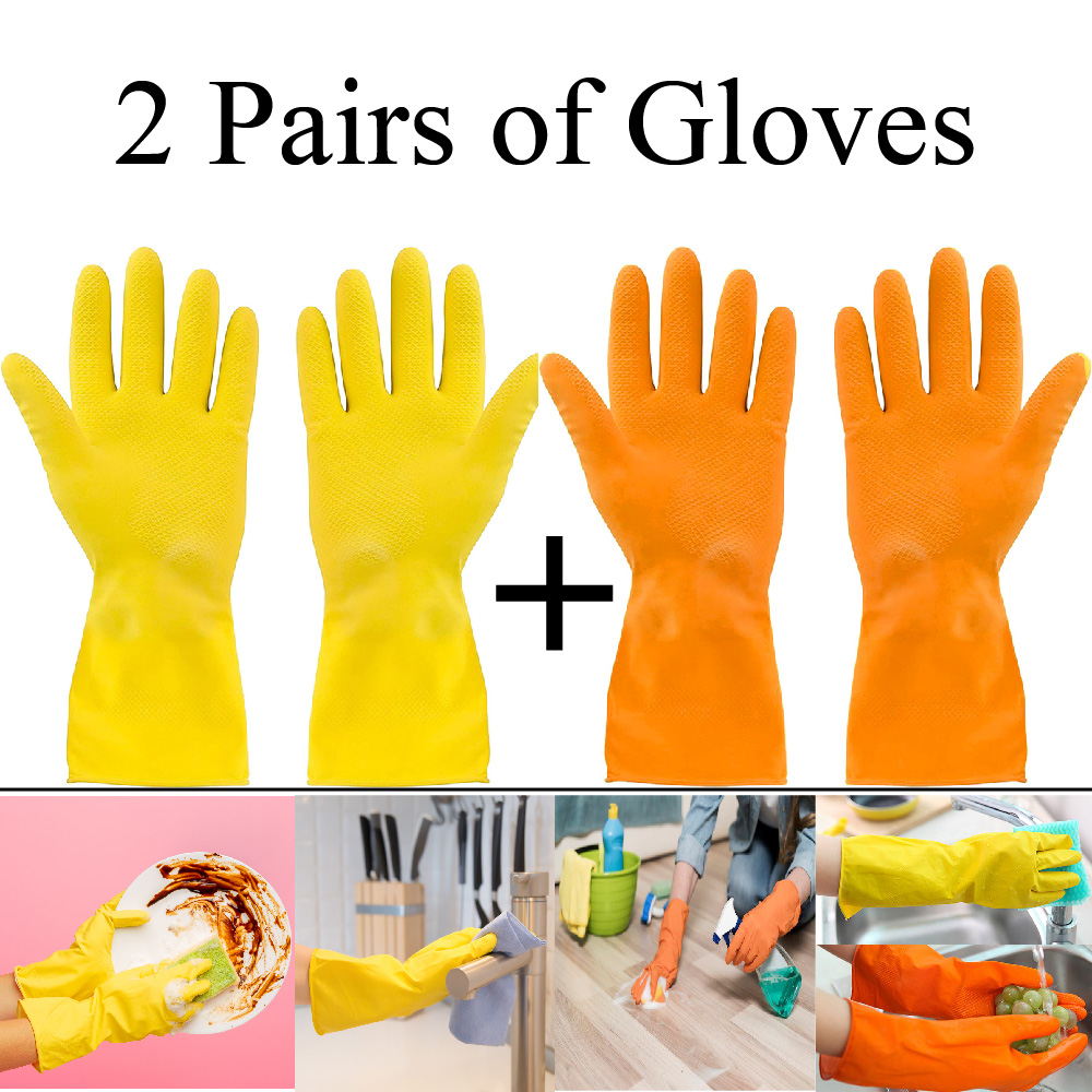 2 Pairs of Kitchen washing hand gloves reusable waterproof gloves ...