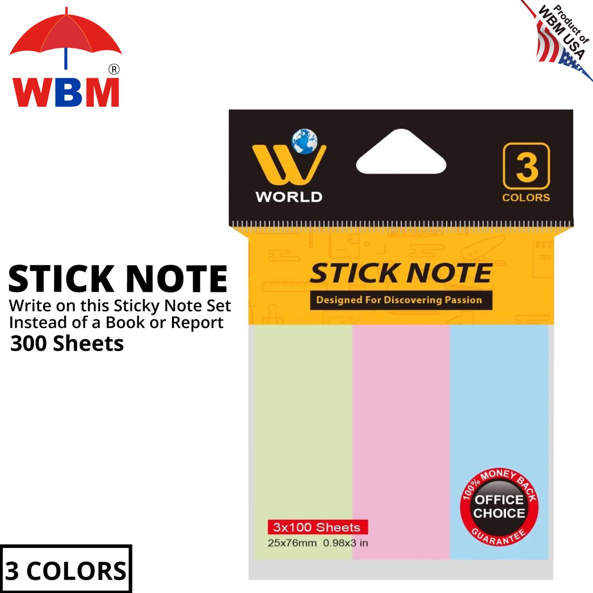 WBM Multi Color Sticky Notes 300 Sheet | Sticky Notes Pad | Daraz.pk