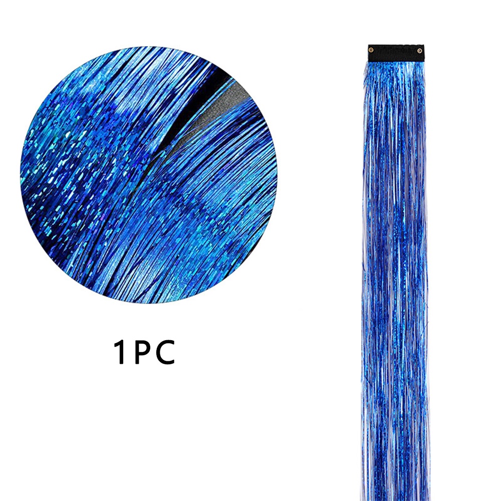 Sparkle Synthetic Clip In Hair Extension Holographic Glitter Colorful ...