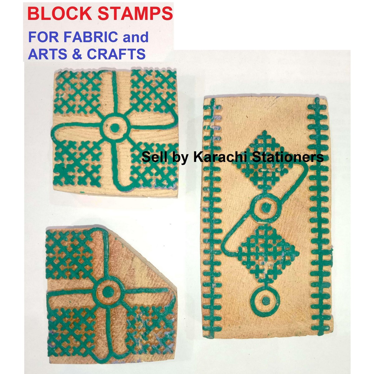 3pcs set Wooden block printing stamps for textile fabric designing ...