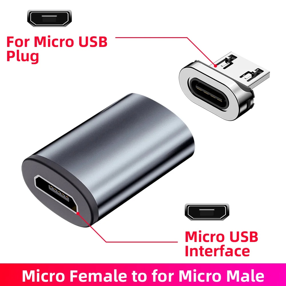 Magnetic Cable Adapter Type C Micro USB Cable Convert Plug Magnetic ...