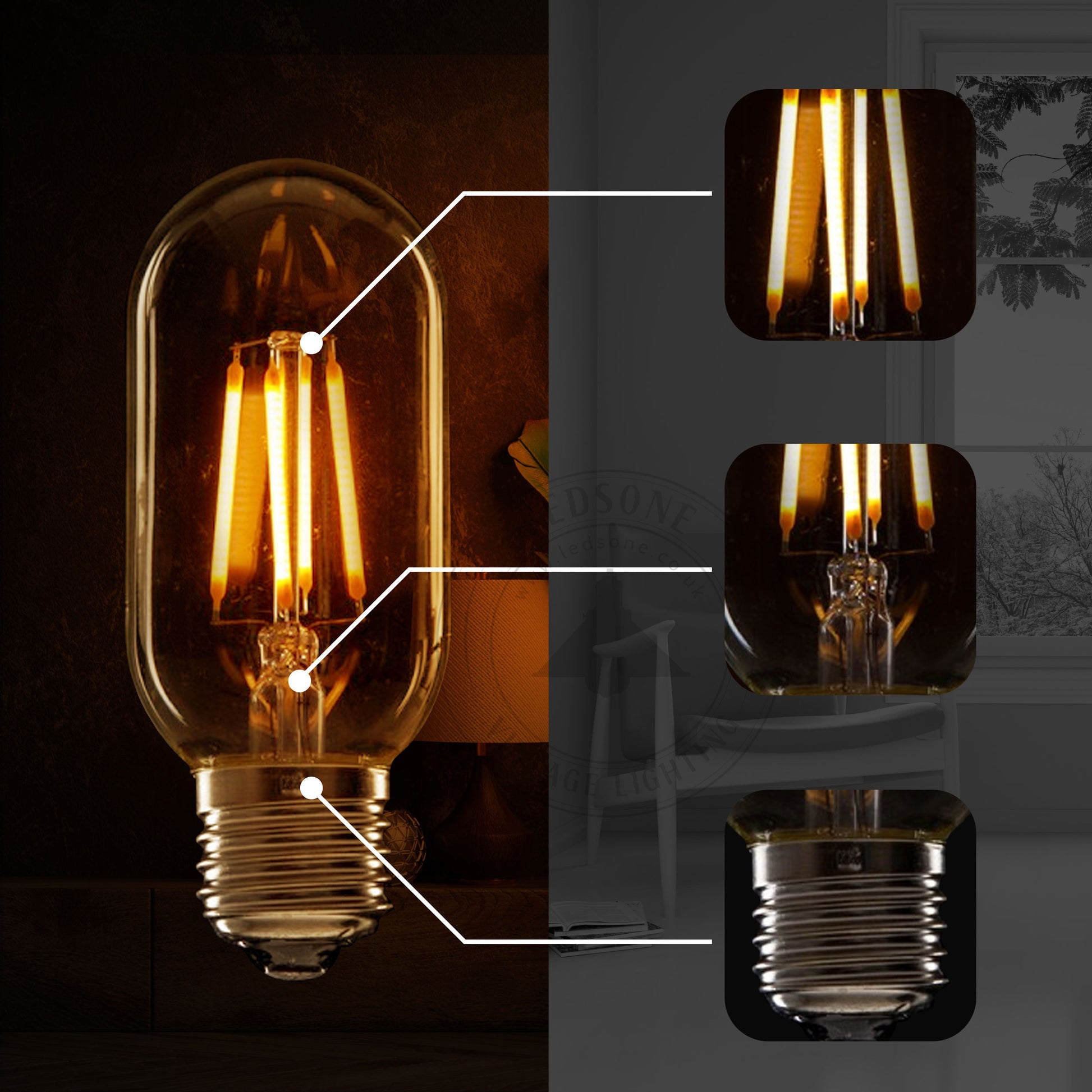 4 watts T45 Filament Edison Bulb | E27 Socket | Suitable in Hanging ...