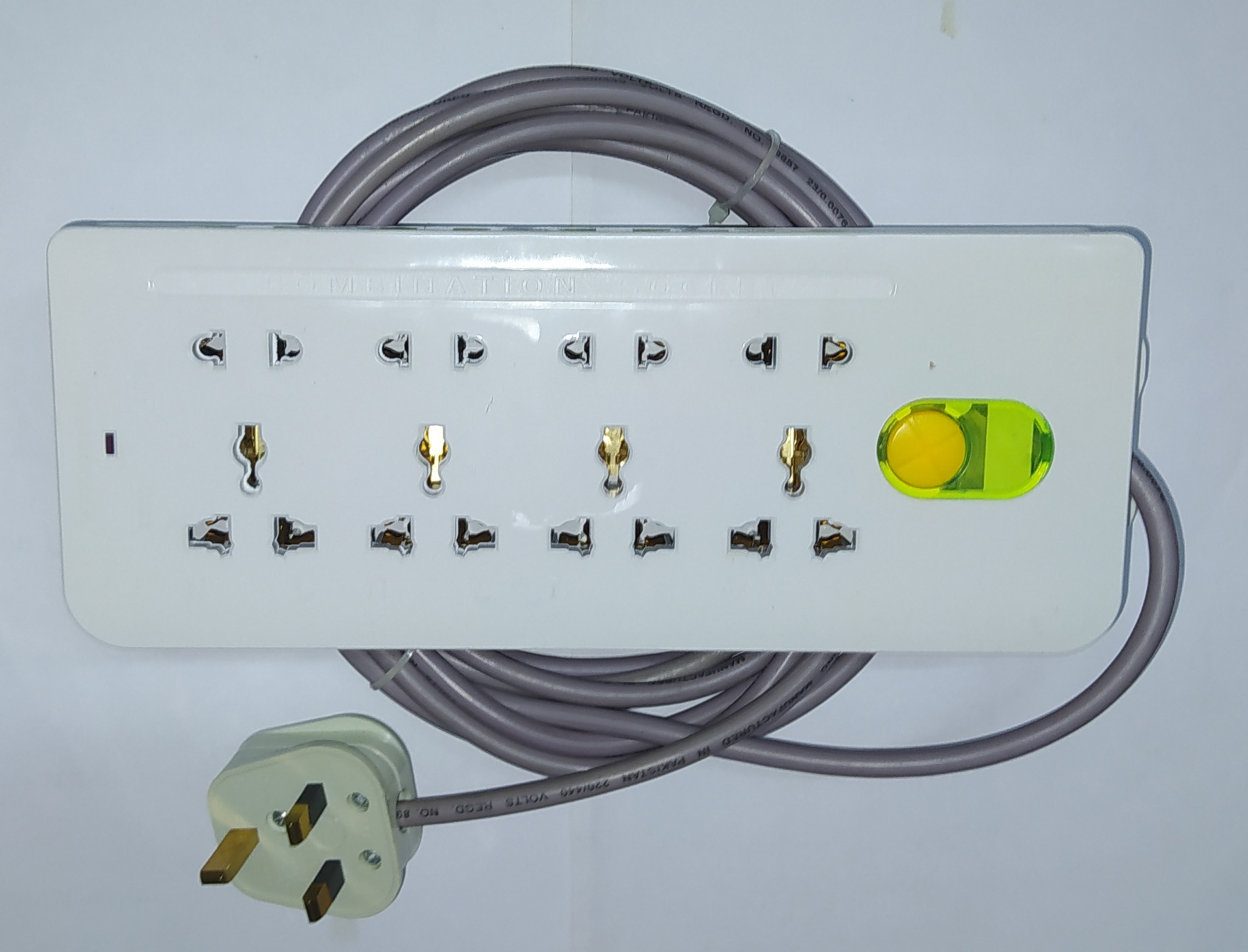 Extension Board with 8 Sockets (12 simple + 4 universal sockets) Board and ON/OFF Button With 5 ...