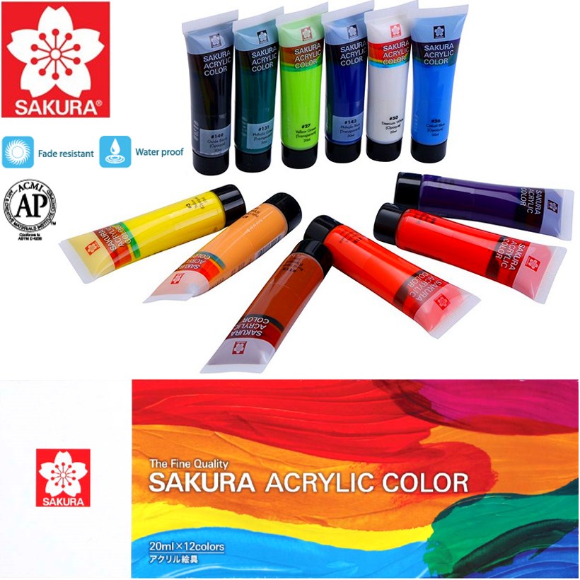 Sakura Acrylic Paints 20 ml - 12 Pcs | Daraz.pk