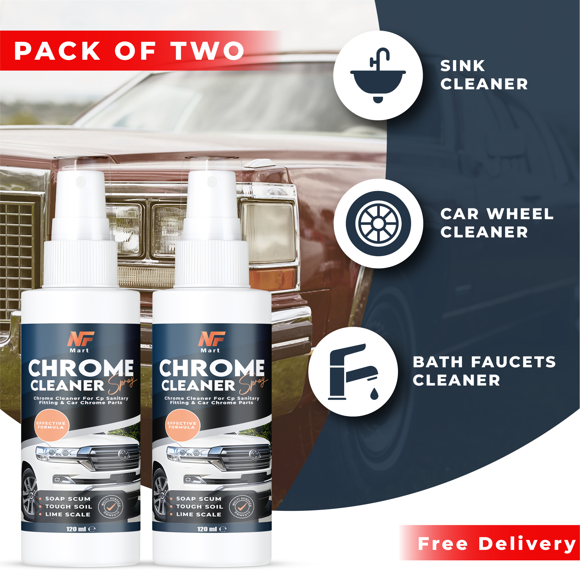 Pack of 2 - Rust Remover & Chrome Cleaner & Shiner Spray Chrome ...