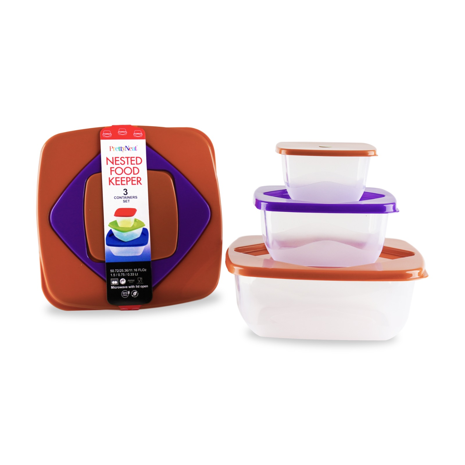 Nested Food Storage boxes - 3x1 Containers (microwave safe) | Daraz.pk