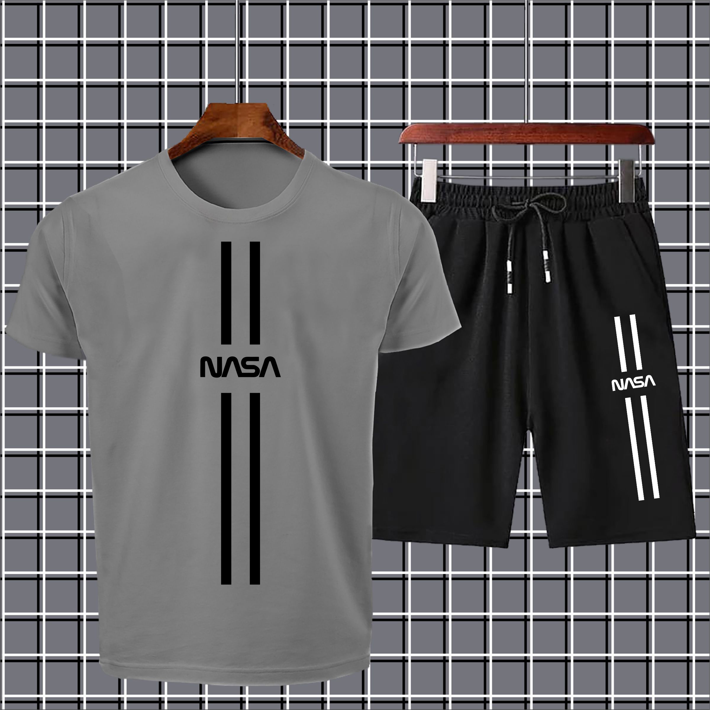 New Arrival 2pc nasa printed summer shorts tracksuit for men and boys ...