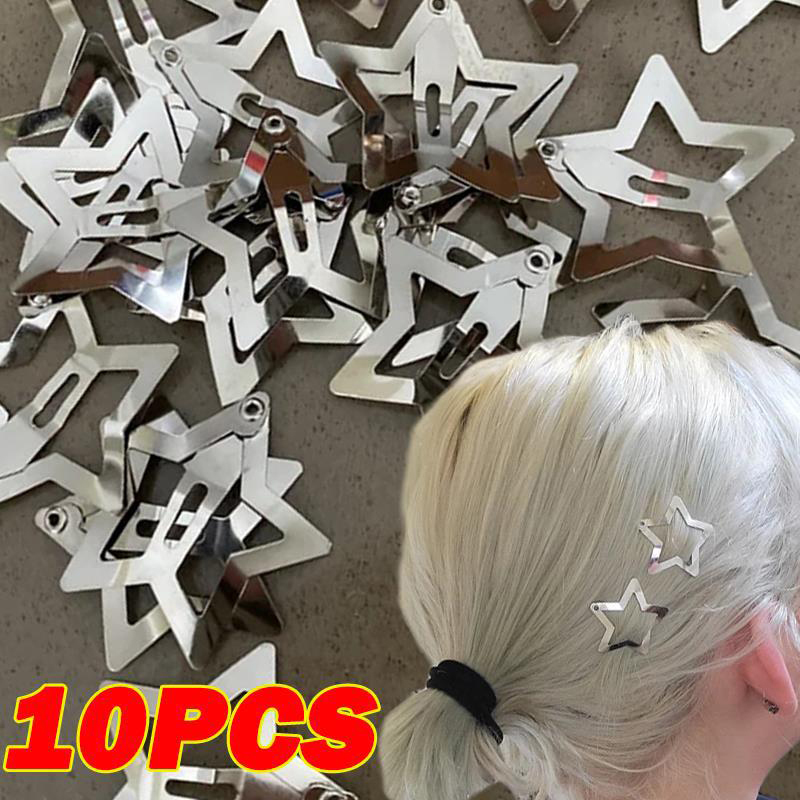 10pcs Star Hair Clips Snap Hair Barrettes Non Slip Five Pointed Star ...