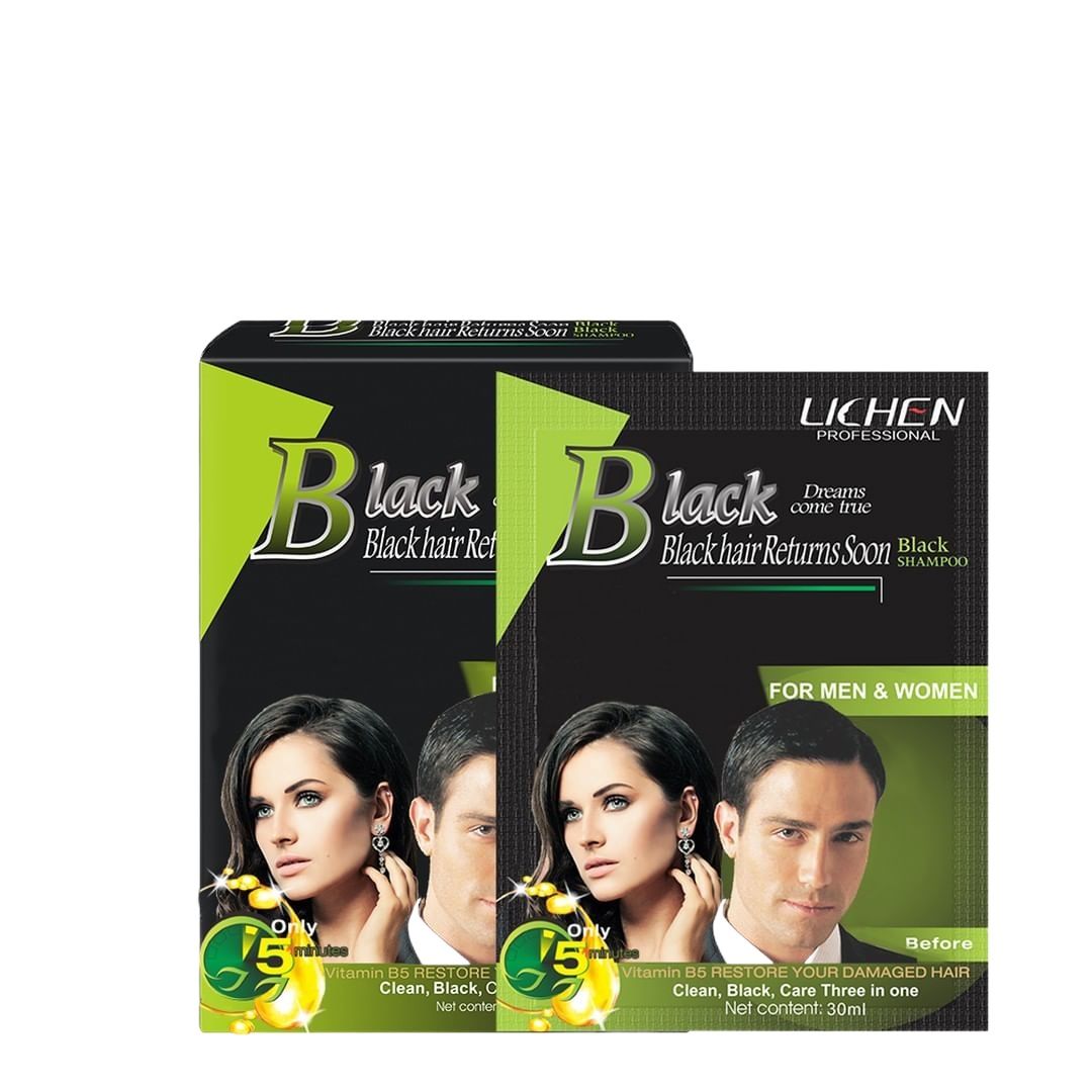 Lichen Black Hair Color Shampoo Sachet for Men & Women - 20ML X 10ML ...