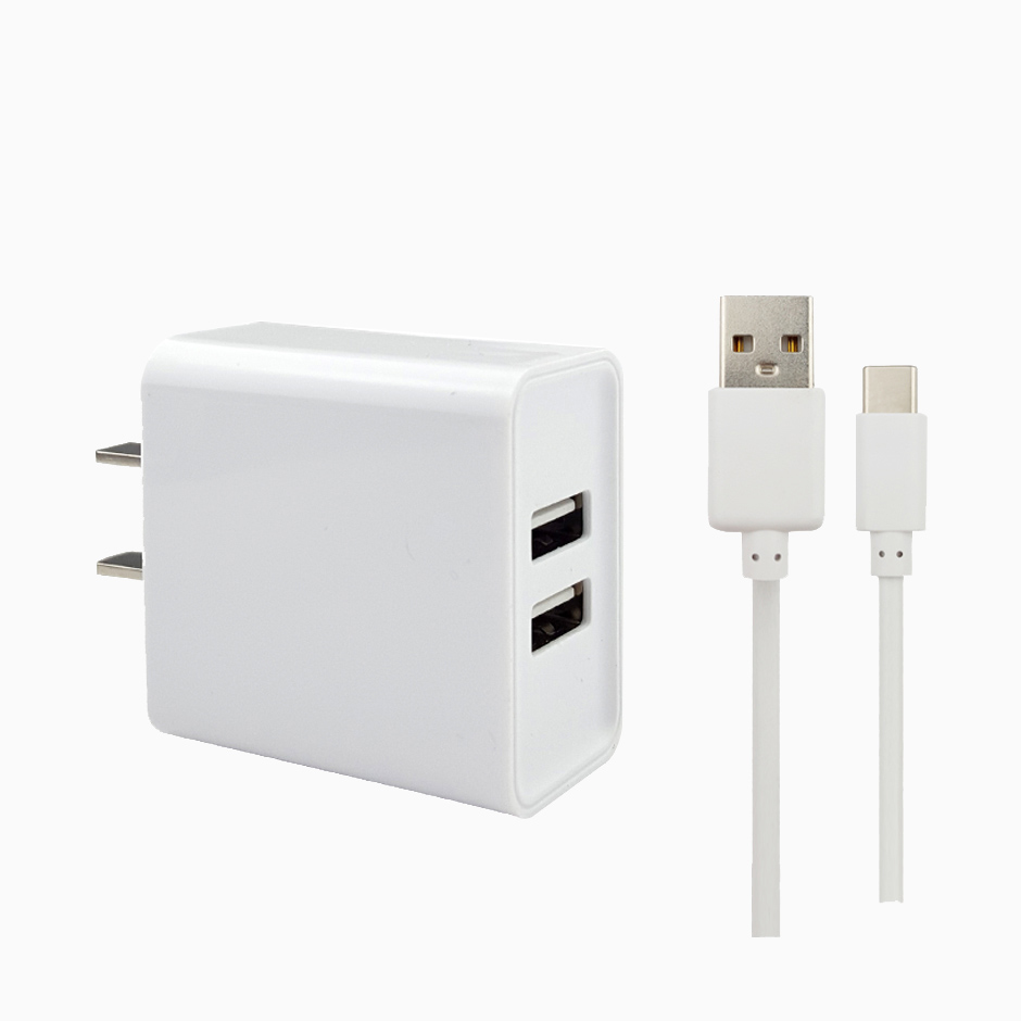 Simple TYPE-C 2.1A charging set with double ports-white | Daraz.pk