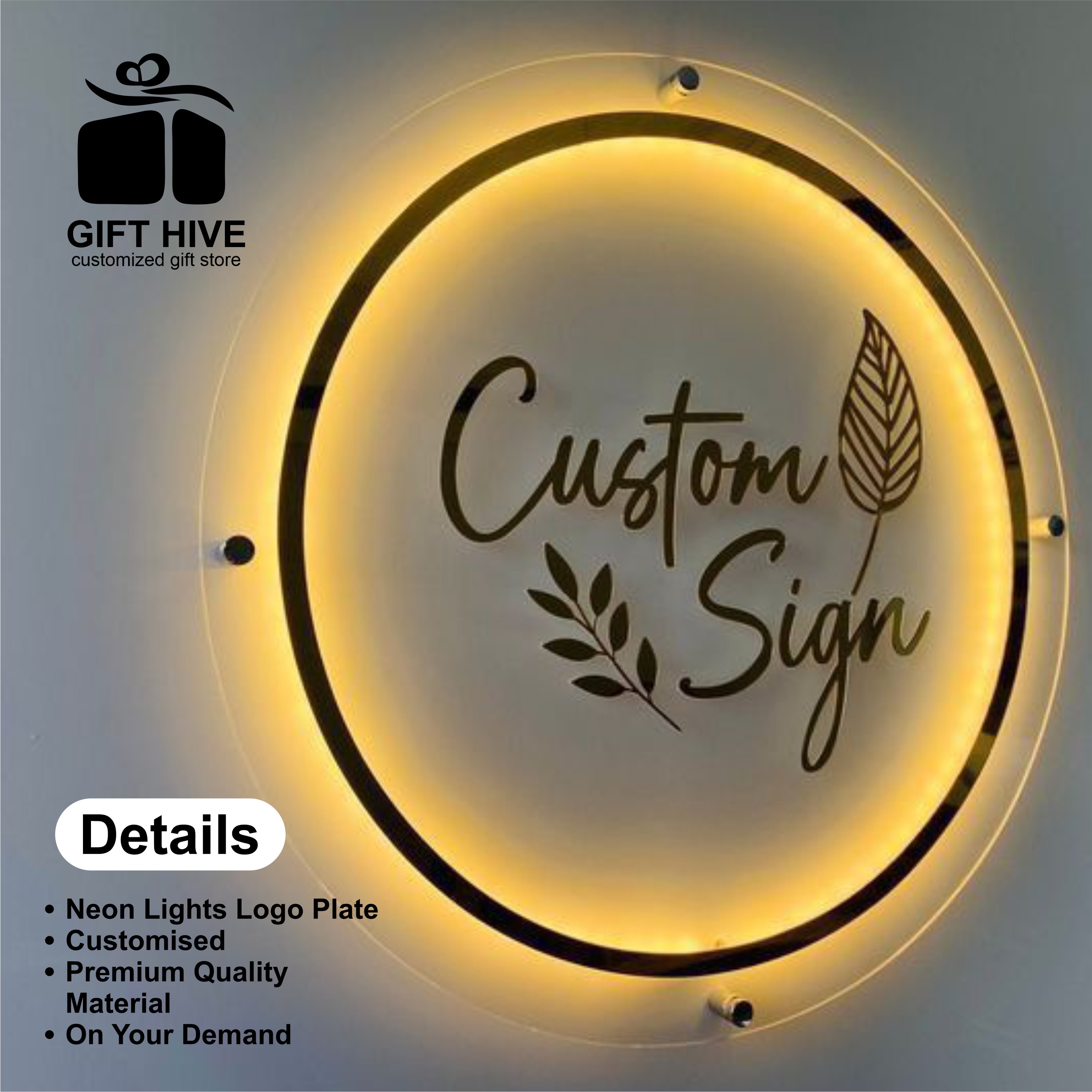 customized neon sign plate. name plate, logo plates, neon logo name ...