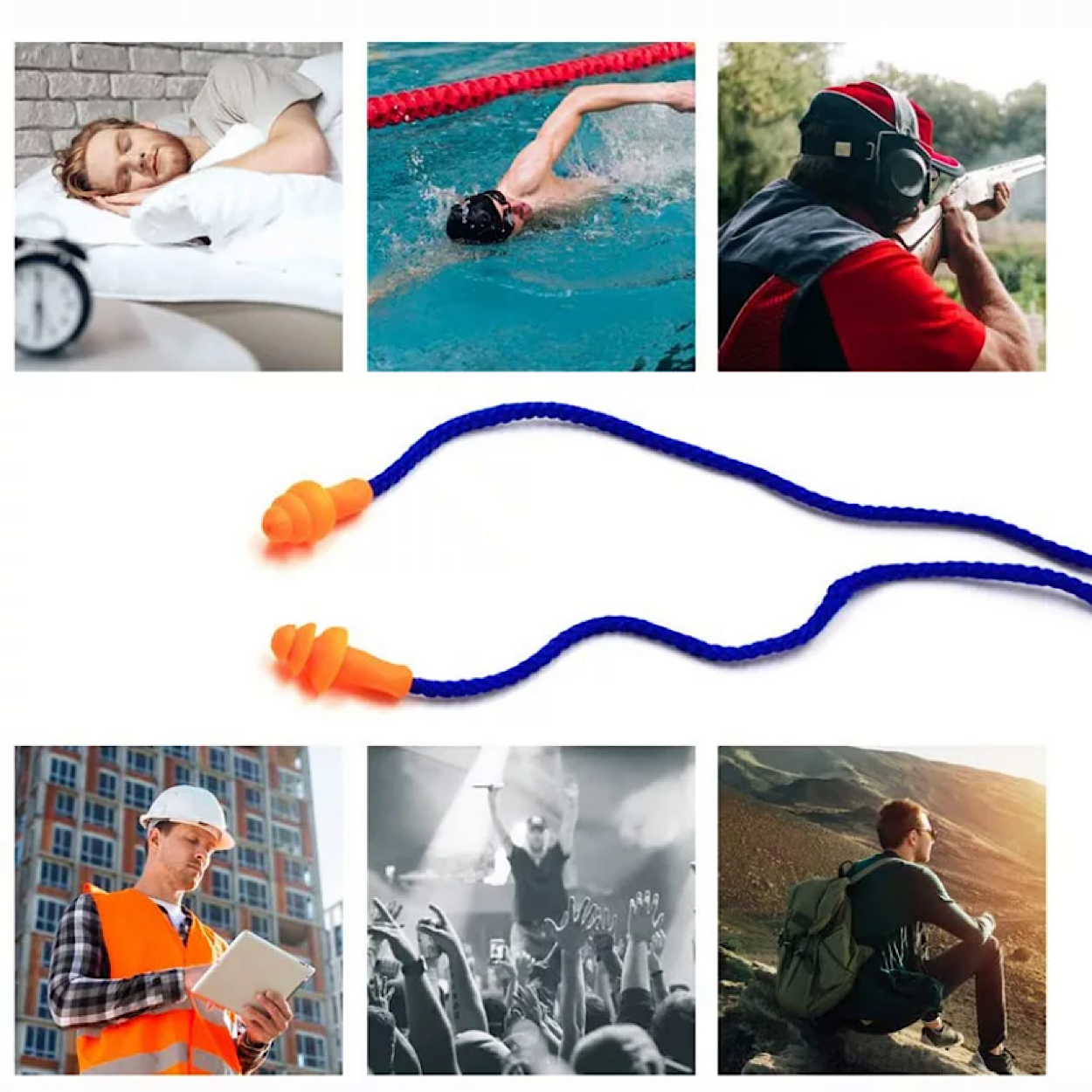 Silicone Corded Ear Plug Protector Reusable Hearing Protection Noise ...