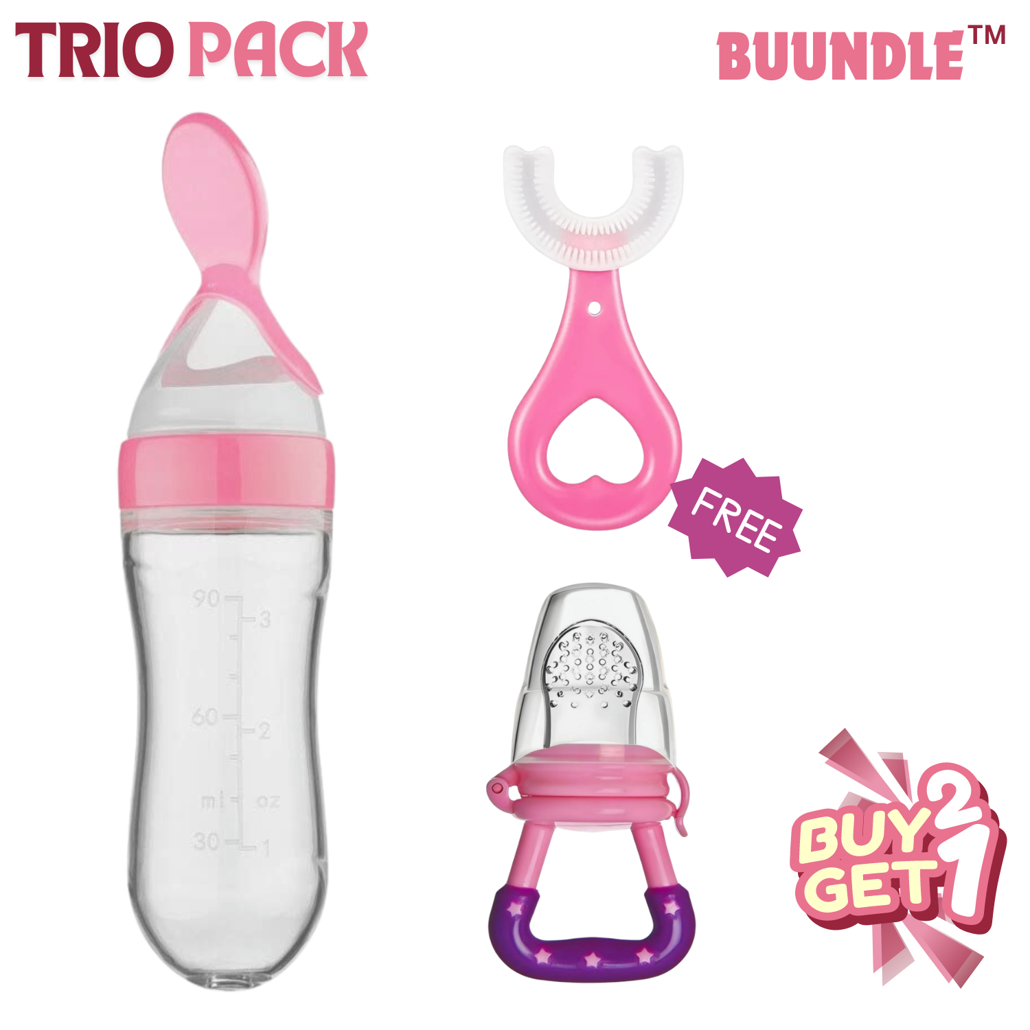 Baby Fruit Feeder Pacifier Set 3-in-1 - U-Shape Silicone Baby ...