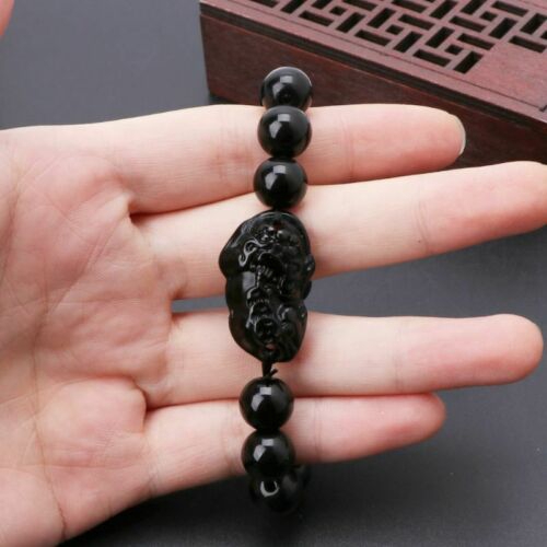 Feng Shui Black Obsidian Pi Xiu Wealth Bracelet Attract Wealth&Good ...