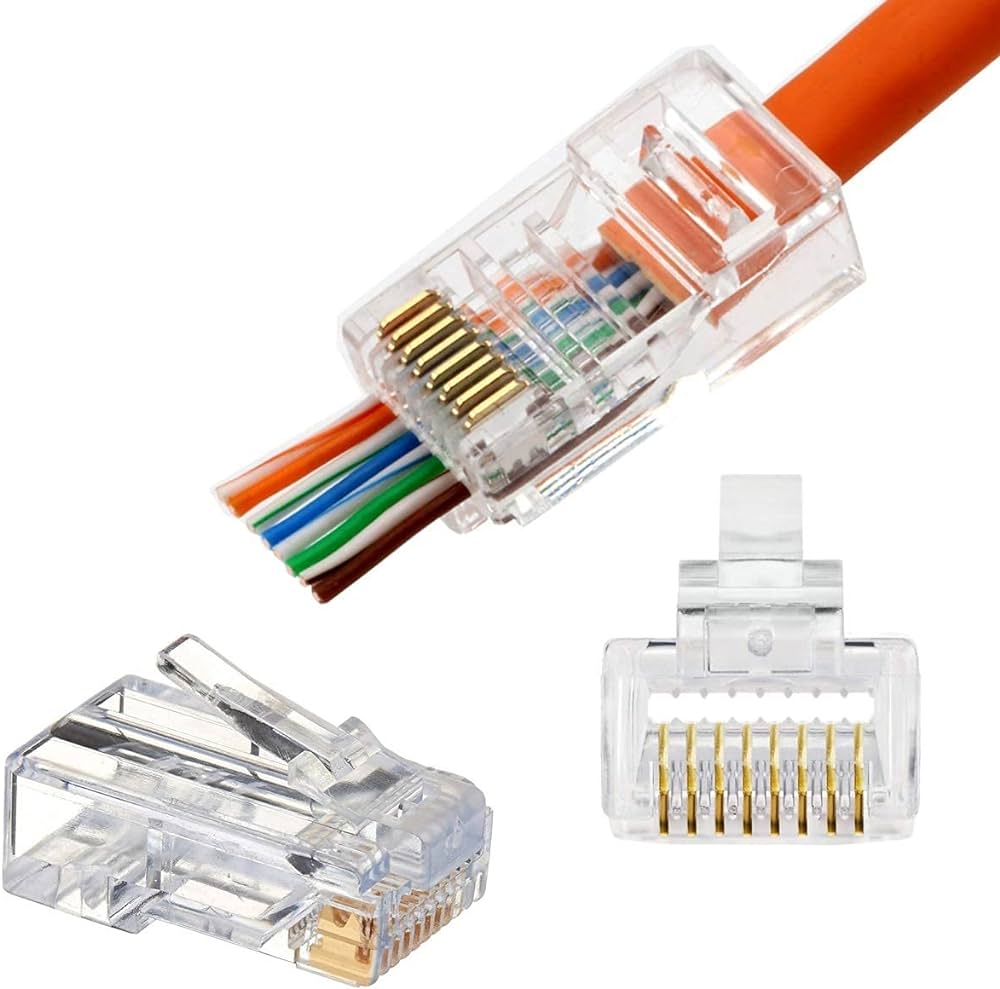 RJ45 Cat6 Pass-Through Connector RJ45 Ends, Cat5, Cat5e, Cat6 8P8C RJ45 ...