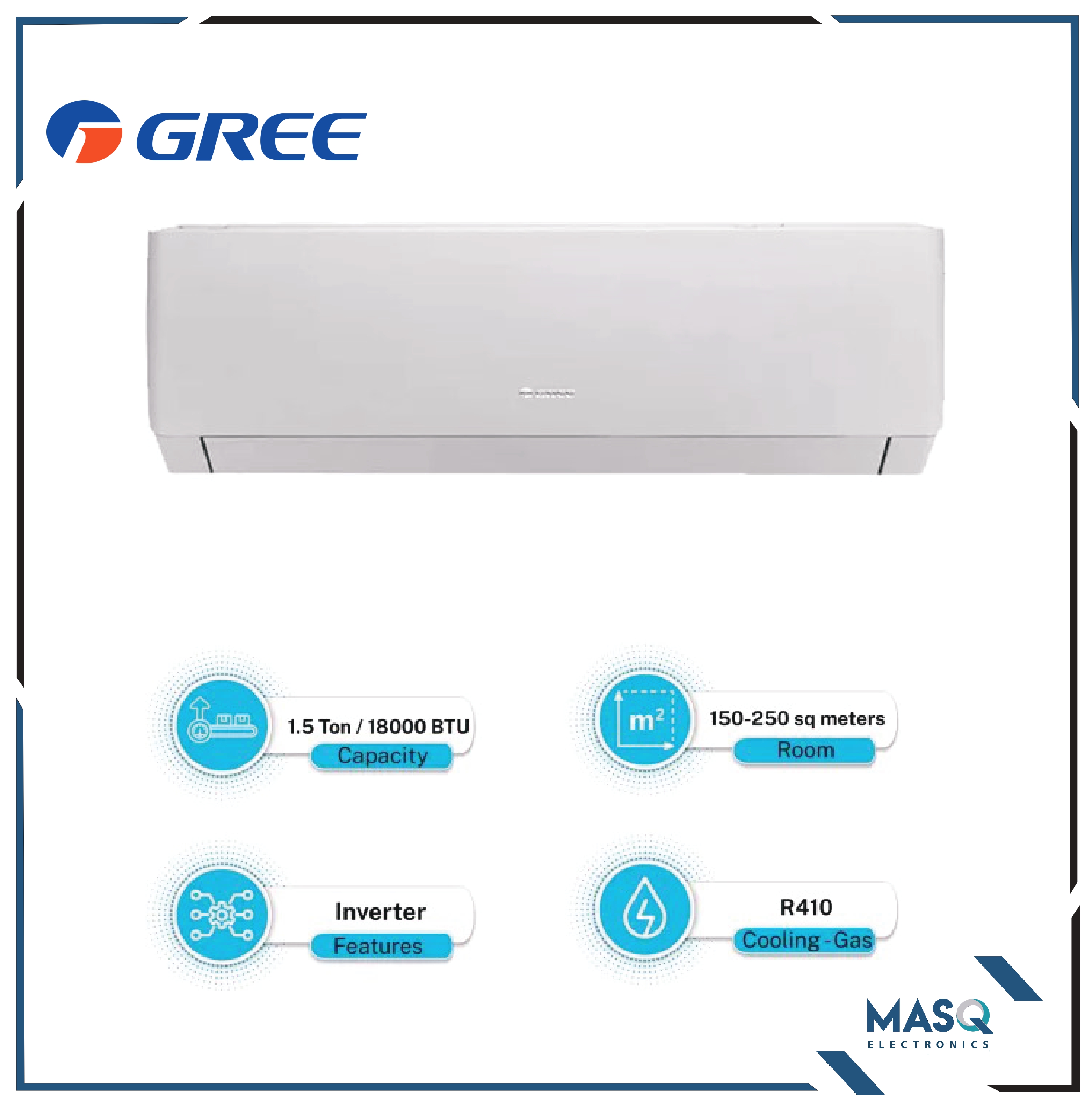 Gree 1.5 Ton DC Inverter Pular Series AC Heat and Cool - GS-18PITH11W ...