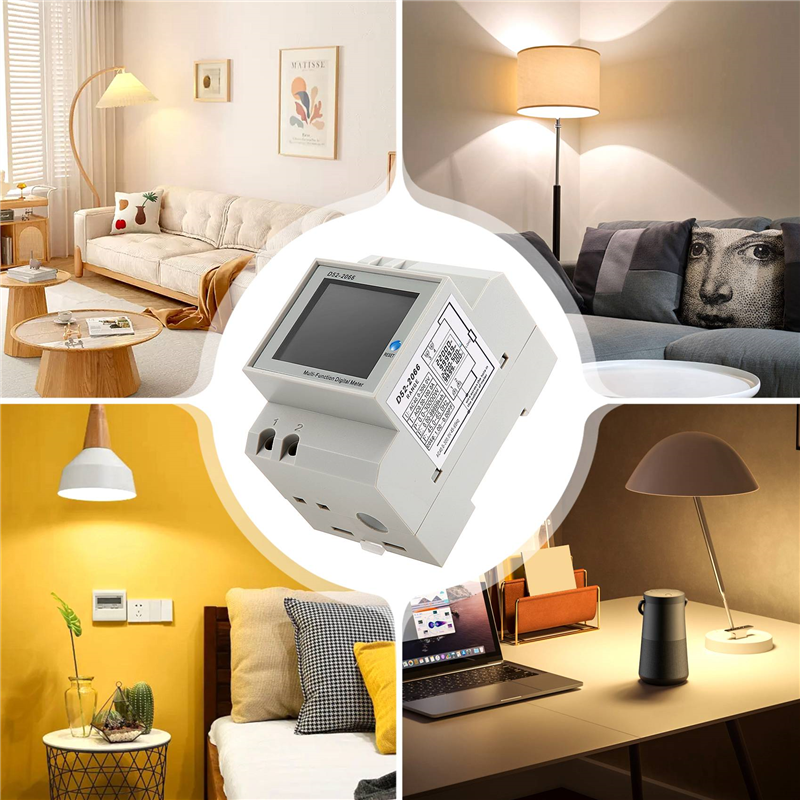 Din Rail AC Monitor 6IN1 40-300V 100A Voltage Current Power Factor ...