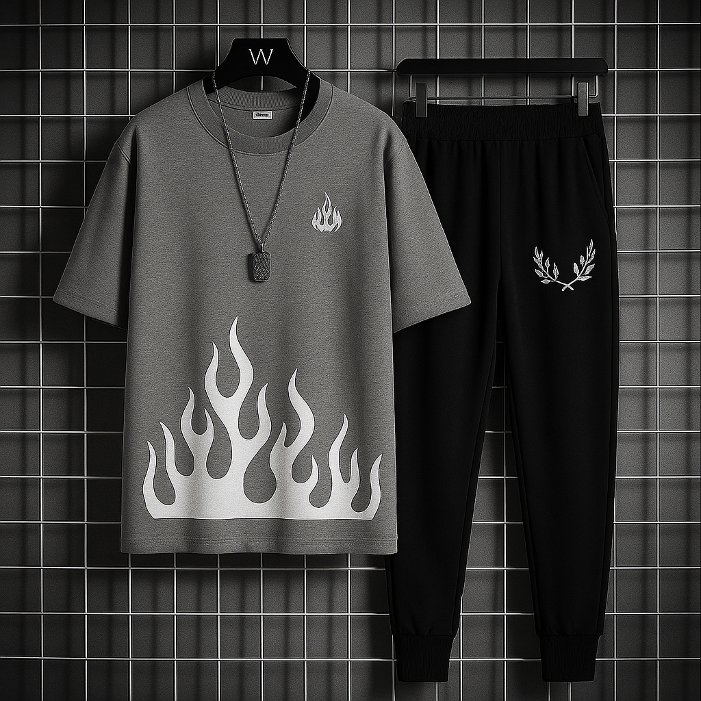 New trendy fired printed summer tracksuit for men and boys | Daraz.pk