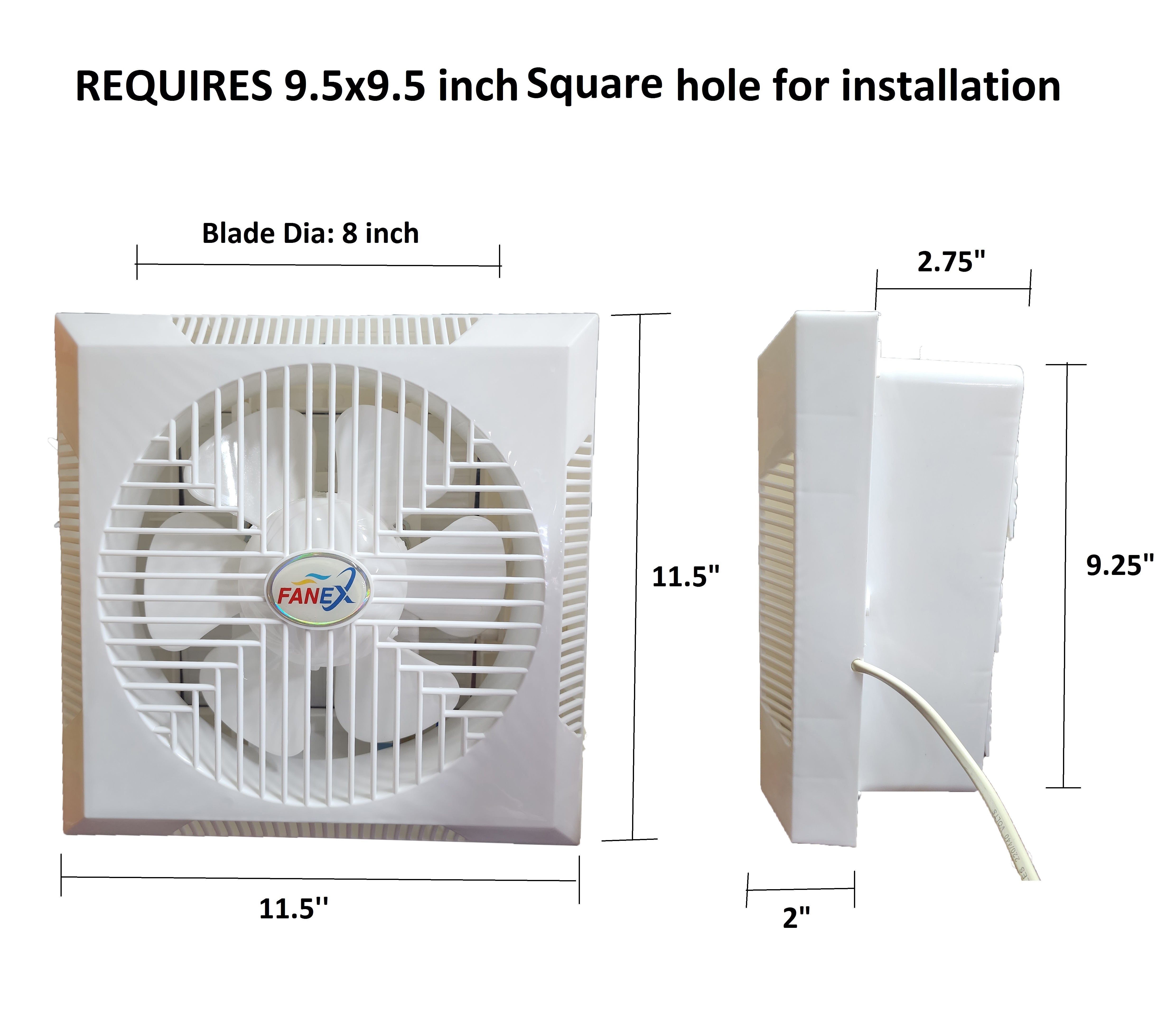 FANEX Ventilating Exhaust Fan 6/8/10/12 inch Square - Double Action Two ...