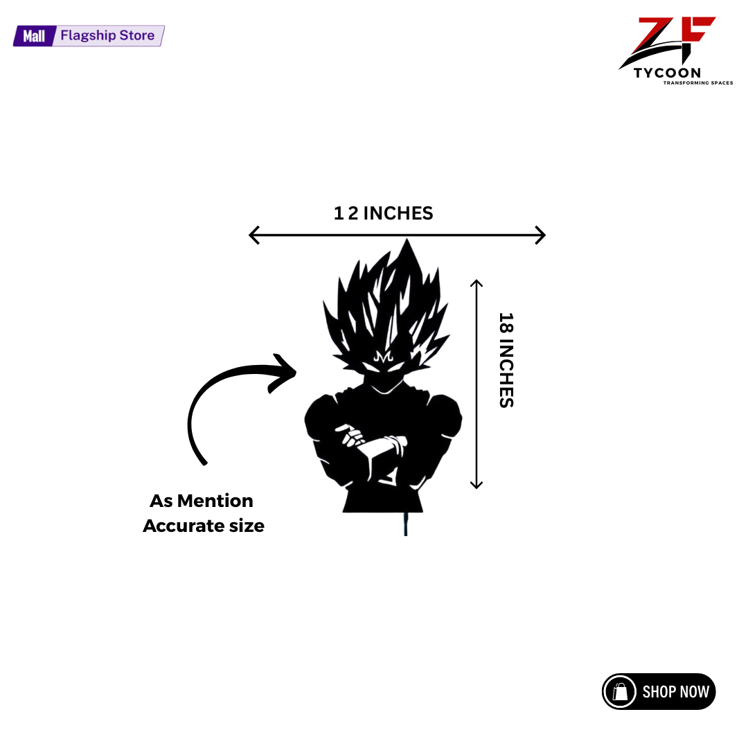 ZF Anime vegeta – goku Cartoon 3D Wall Art Design LED Wooden 7mm Zrk ...