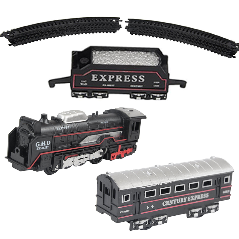 Black Electric Train Toy with Tracks – Headlight, Engine Sound, and ...
