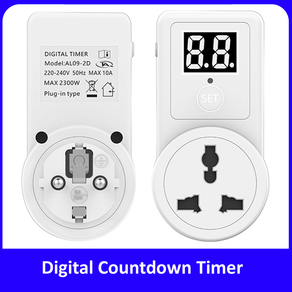 Electronic Digital Countdown Timer Switch Universal Timing Socket