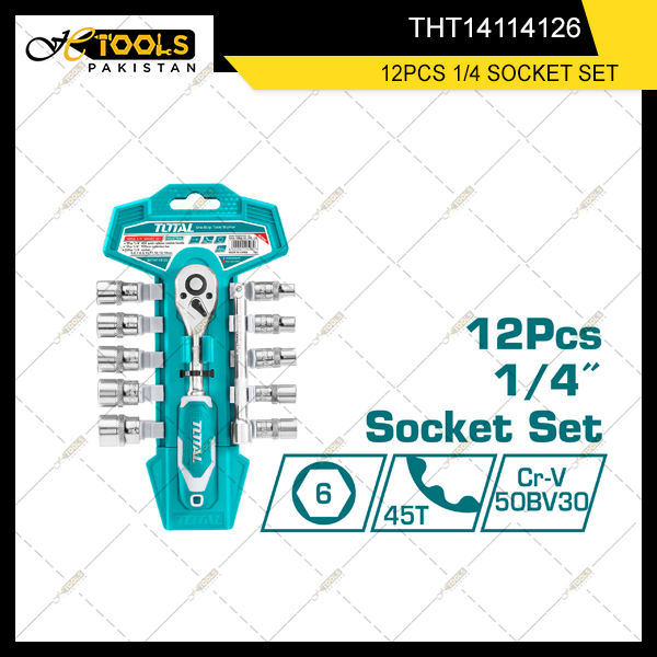 TOTAL 12Pcs 1/4" Socket Set THT14114126 | Daraz.pk