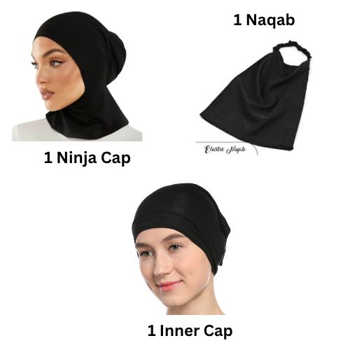 Ninja Cap Hijab Ready to Wear with Naqab for Girls - Comfortable and ...