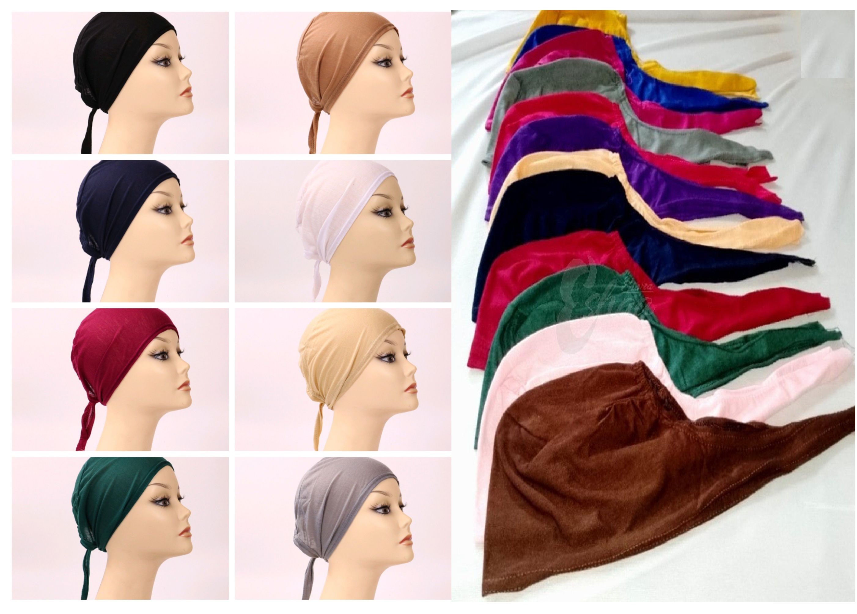 (Pack Of 4-8-12) Pc Multi Color-Colorfull-Dori Cap Inner Hijab Caps/Tie ...