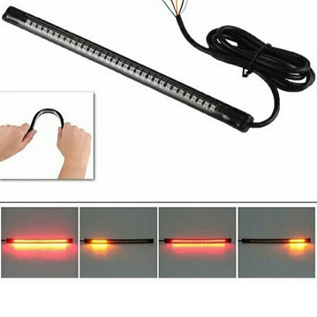 LED Back Light Strip DRL & Turn Signal Indicator for Motorcycle / Bike ...