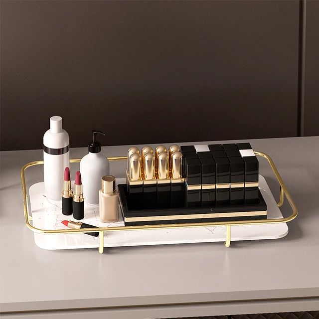 Iron Cosmetics Storage Rack Make-up Organizer Metal Frame Golden colour ...