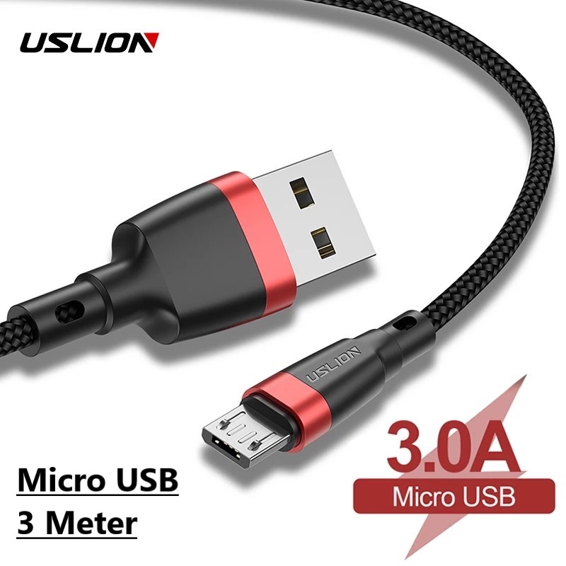USLION Premium Quality Micro USB / Type C / PD 60W Cable - 3 Meter ...