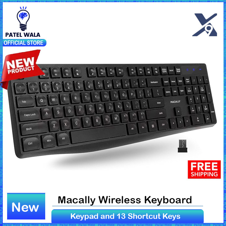 Macally Wireless Keyboard - 2.4G Ergonomic Full-Size Computer Kyyboard ...