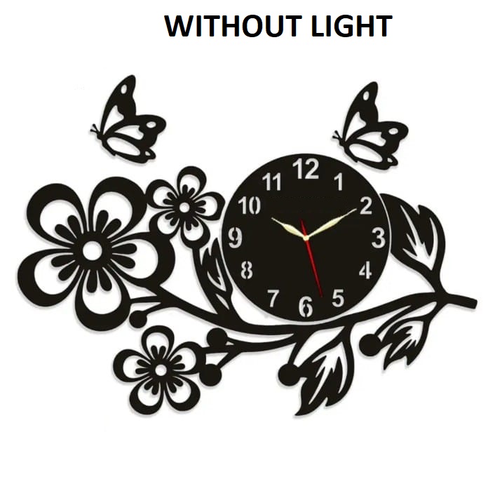 Flower Shaped Wooden Wall Clock 24 Inch Quartz Movement MDF Material ...