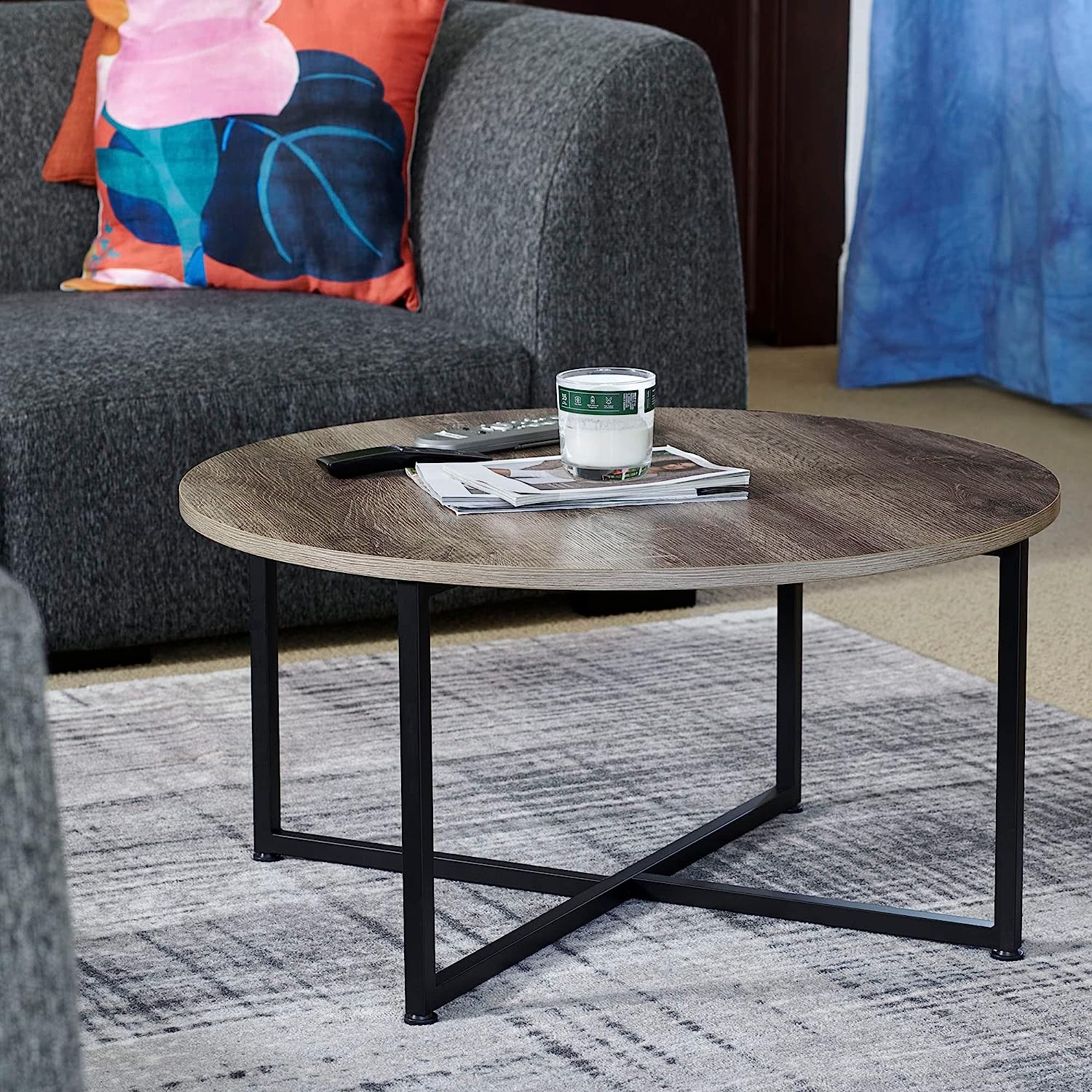 Table, Round Side Table with Stable Metal Frame, Unique Pattern Nesting ...