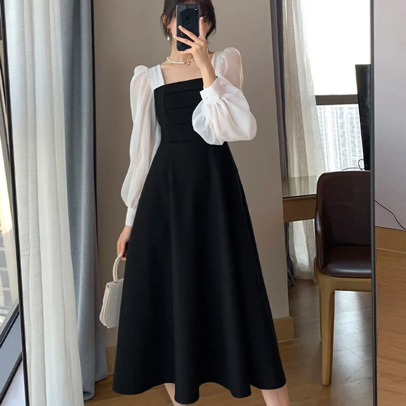 Color Block Dress Women's Summer Fashion Square Neck Celebrity Style ...
