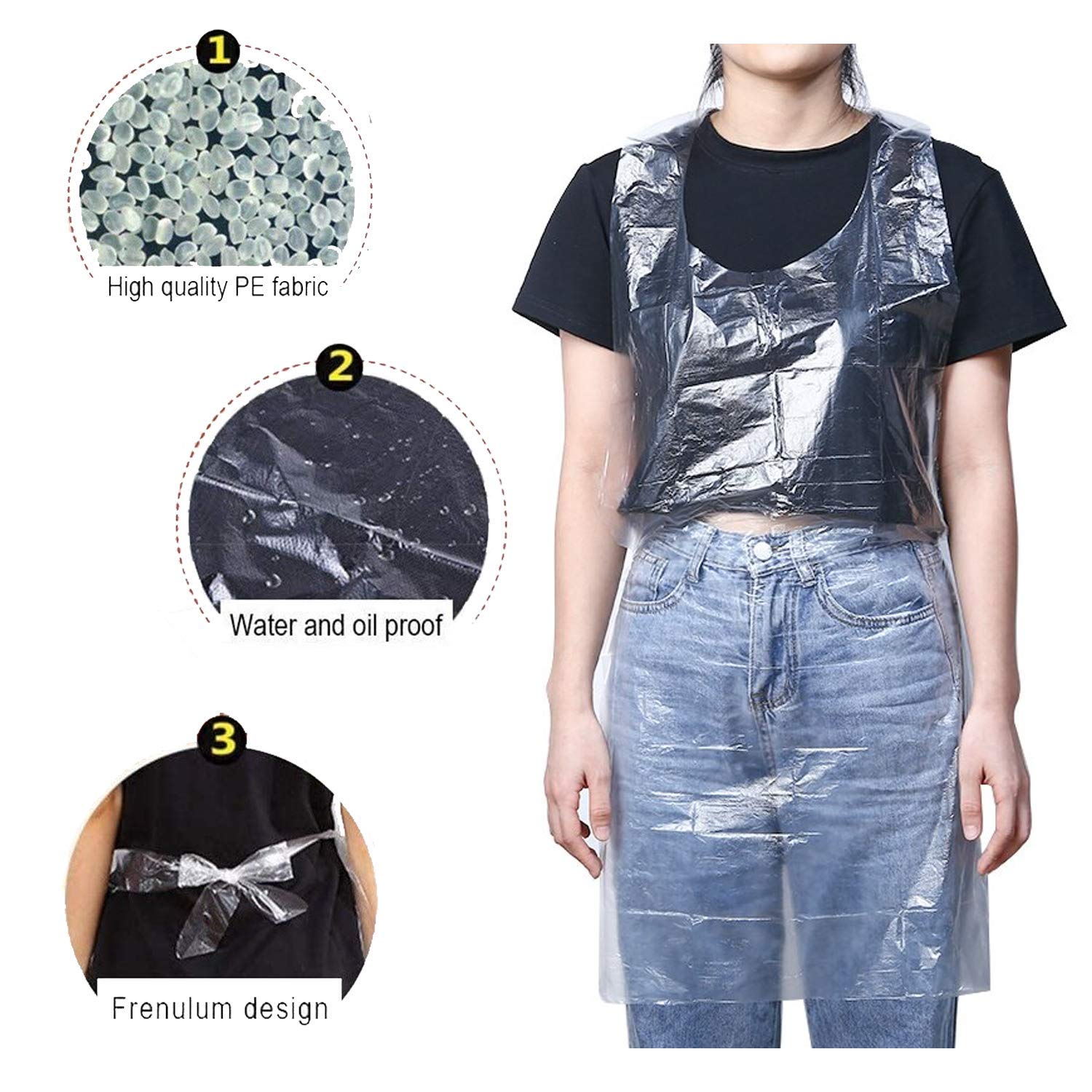 (20/40/60) Disposable Apron ( Transparent Thin Polythene Sheet Kitchen ...