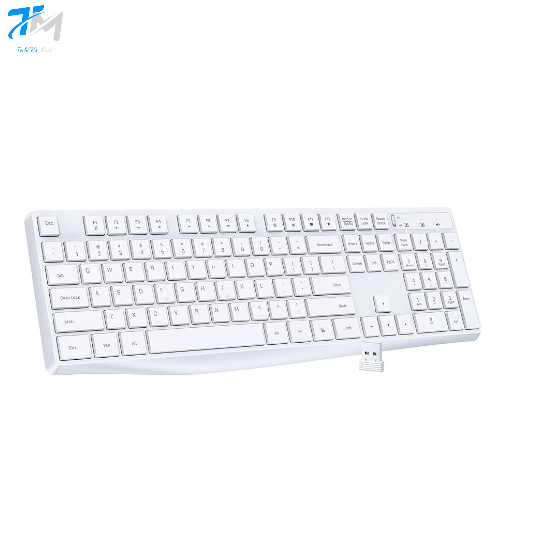 MacallyWhite Wireless Keyboard- Computer USB 2.4G Ergonomic Keyboard ...