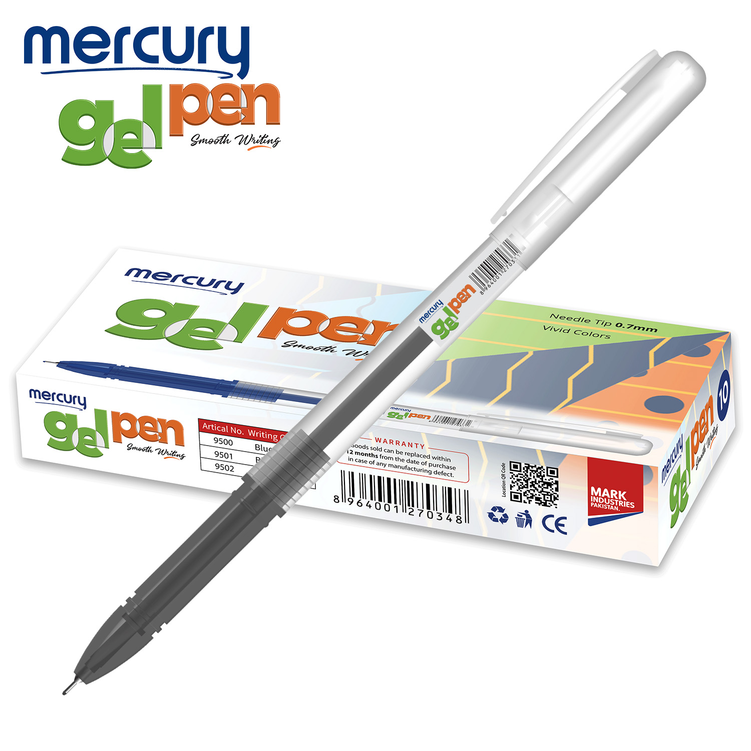 Mercury Gel Pens (Pack of 10) - Needle Tip 0.7mm - Ballpoint Pens ...