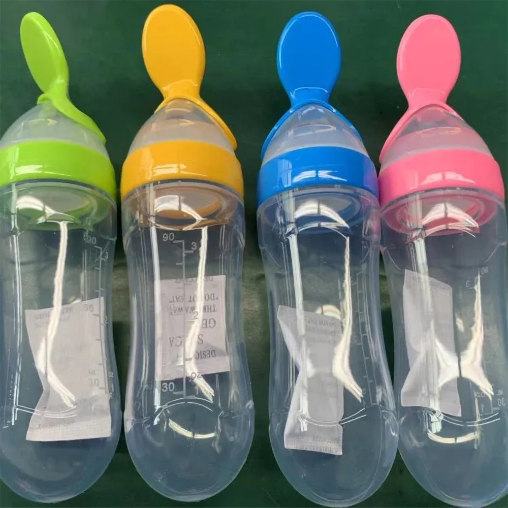 Dynamic Life Baby Silicone Squeeze Feeding Bottle with Spoon Food Rice ...