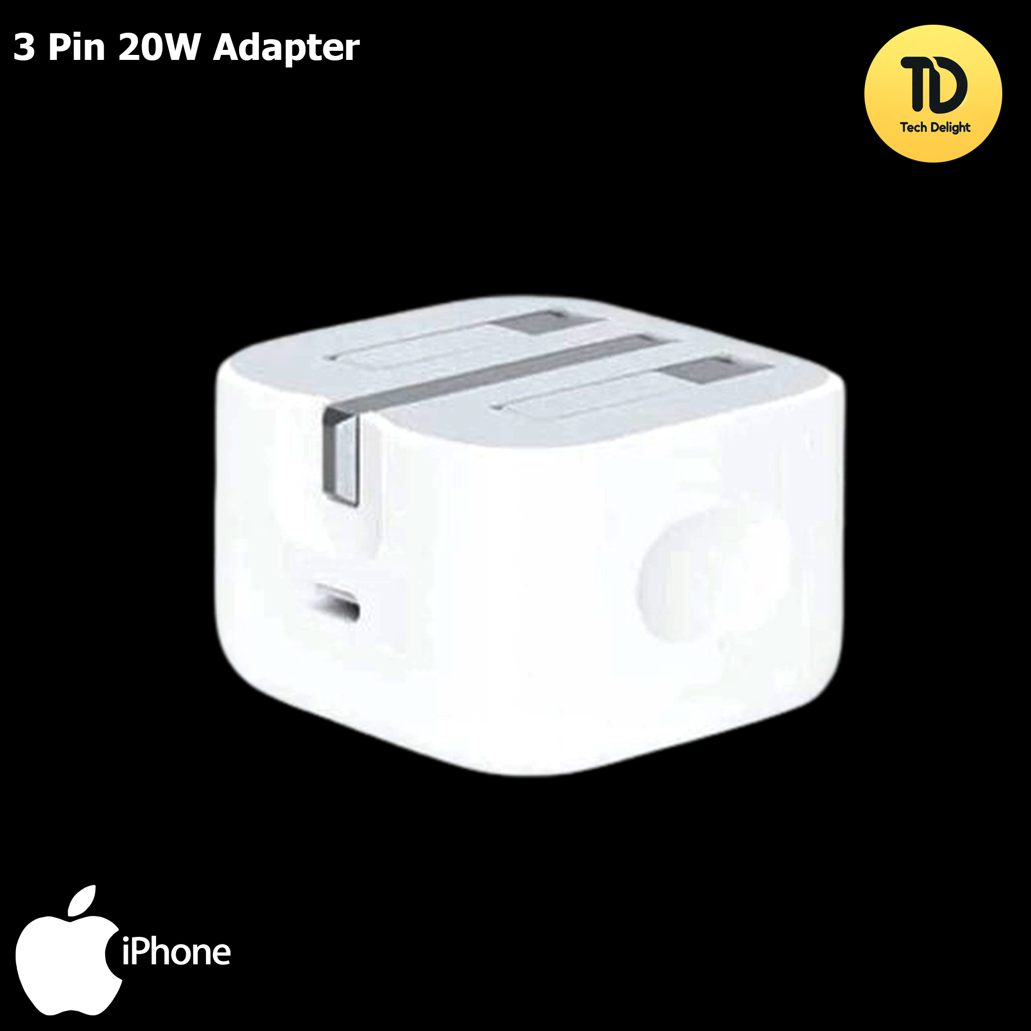 iPhone charger 3 Pin 20 watt adapter, USB-C type | Daraz.pk
