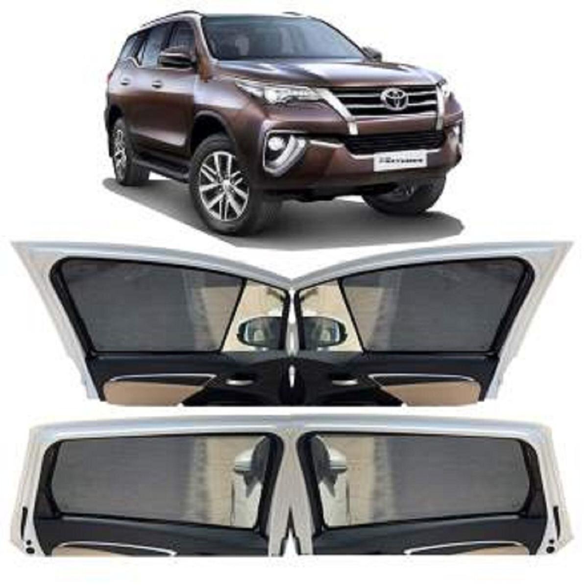 Side Window Curtains 4Pc Sun Shade For Toyota Fortuner 2017 To 2020 Fix ...