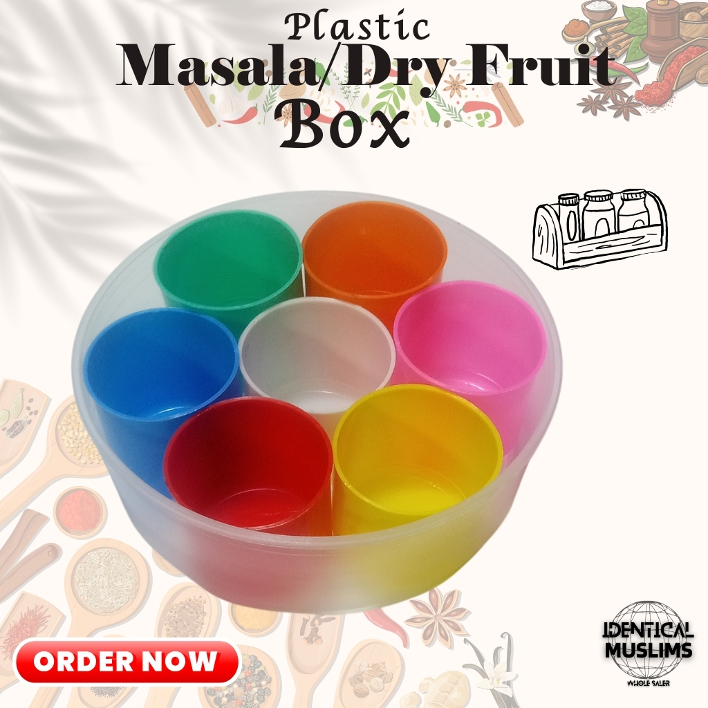 Round Masala Box (Spice Box) 7 In 1 Partition Kitchen Seasoning Box ...