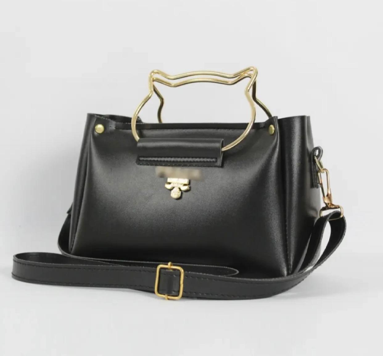 New design cat handle handbag with long shoulder strip crossbody ...