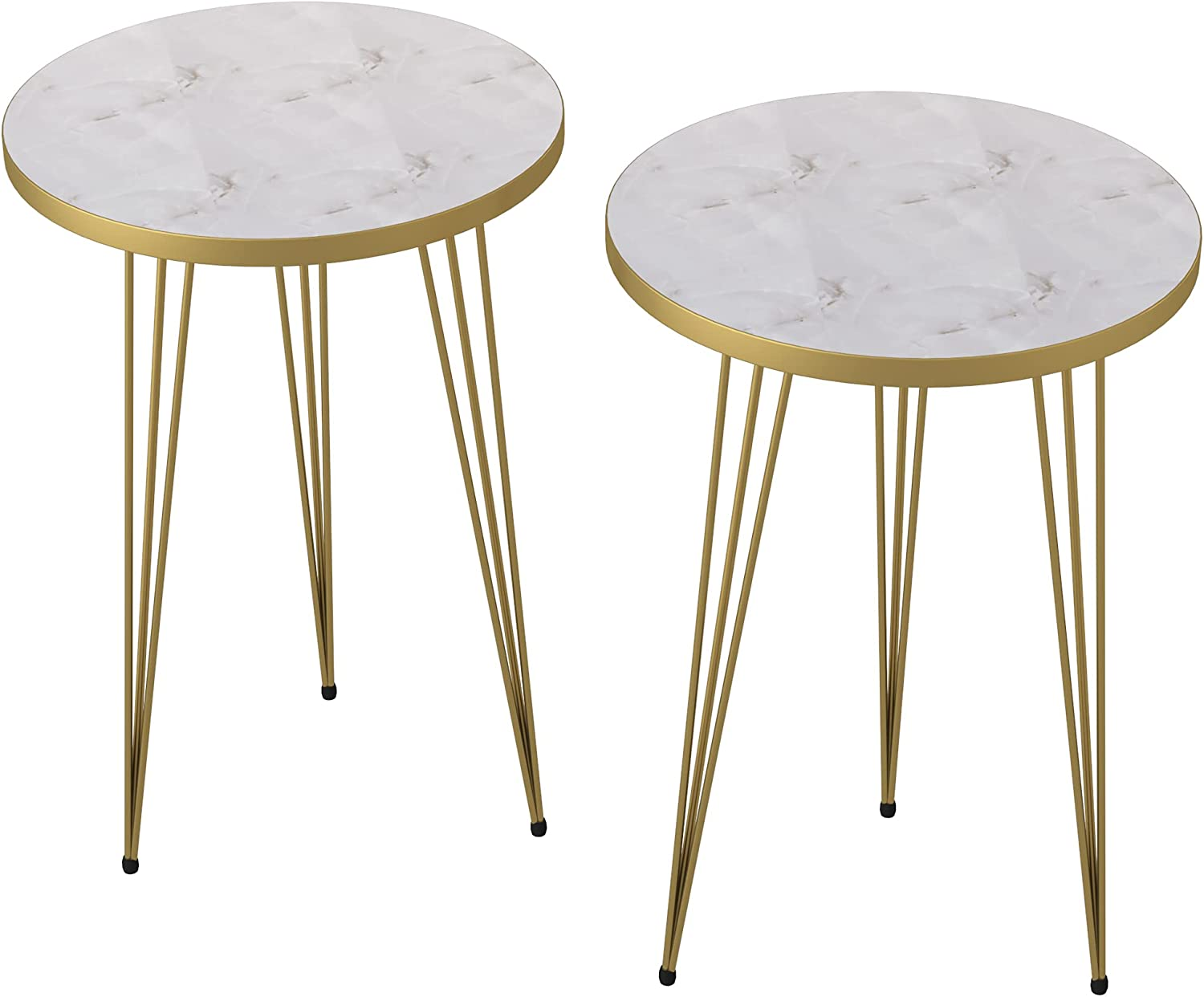 MDF Wood Round Nesting Table With Metal Stand Set of 3 Round table ...
