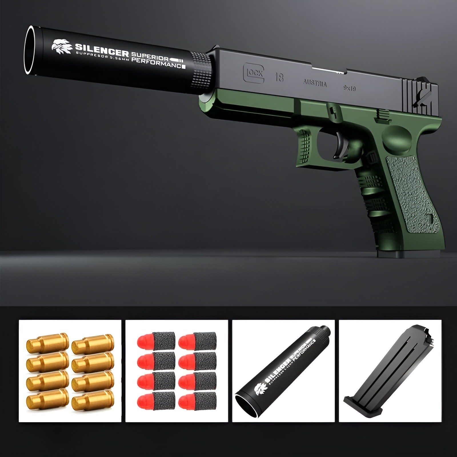 Glock Soft Bullet Toy Gun Shell Ejection Foam Darts Blaster Pistol 2198