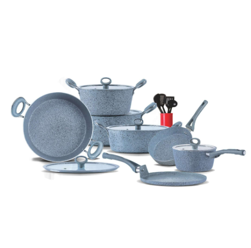 Non-Stick Set Marble Coated | SK 16 Pieces Marble Coated Gift Pack ...