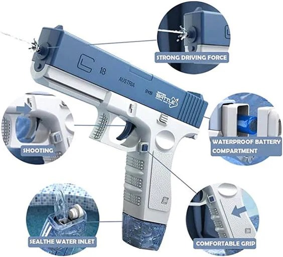 Glock Dual Tank Rechargeable Water Gun Toy For kids | Daraz.pk